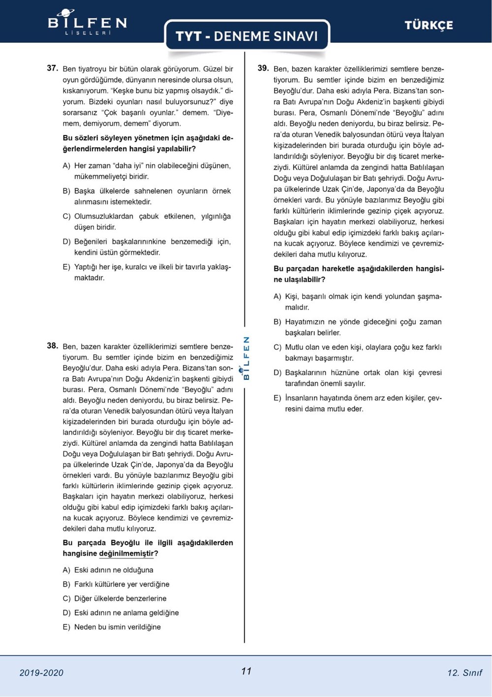 BİLFEN TYT deneme sınavı - Son Dakika Eğitim Haberleri | NTV Haber