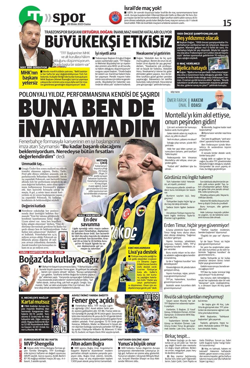 Derbinin Kilidini Açacak Anahtarlar 20 Ekim 2023 Spor Manşetleri