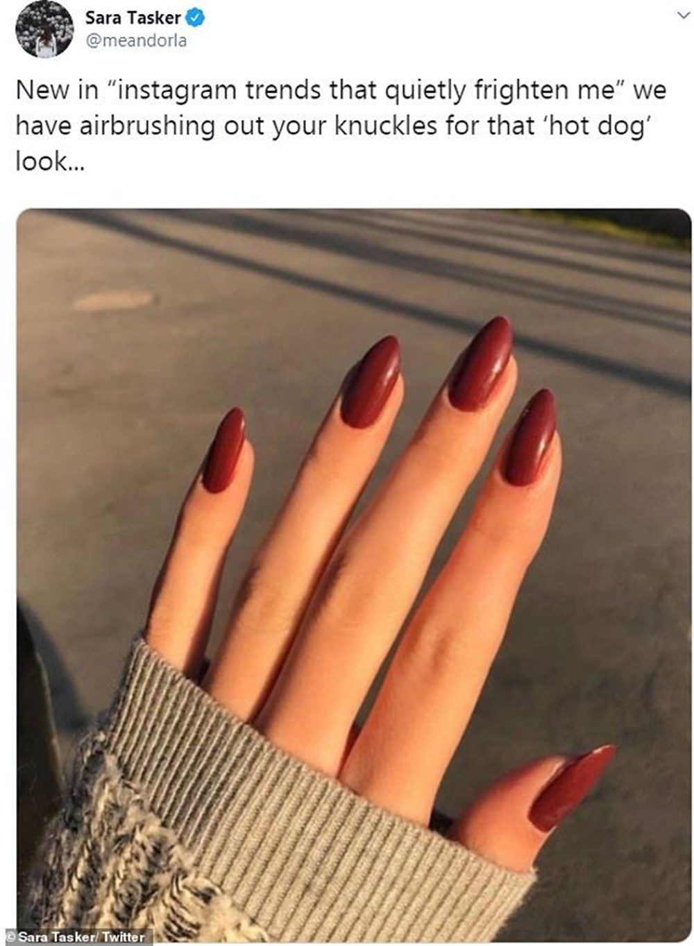 Sara Tasker: Instagram'ın yeni trendi: Parmak eklemlerini boyatmak ...