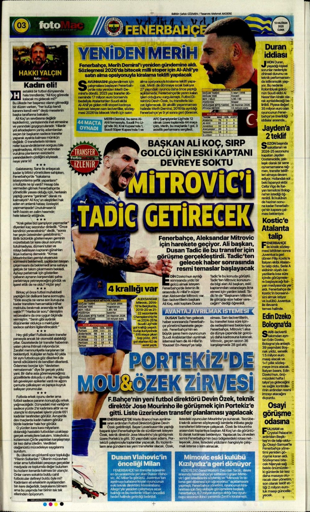 "Sıradaki jet Silva için" (13 Haziran 2025 spor manşetleri) - Son ...