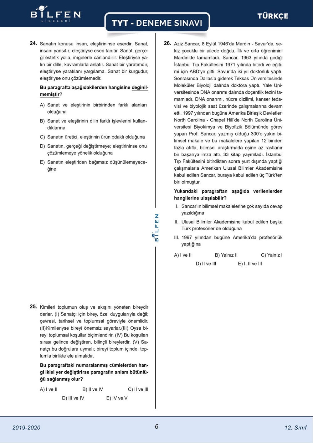 BİLFEN TYT deneme sınavı - Son Dakika Eğitim Haberleri | NTV Haber